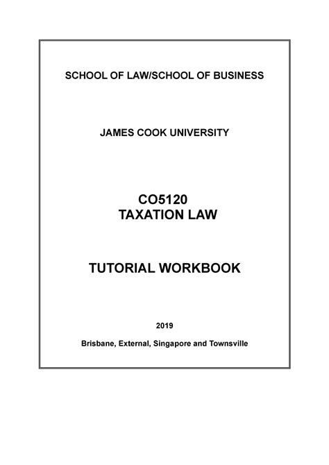 2019 Taxation Law Tutorial Questions1 1 School Of Lawschool Of Business James Cook