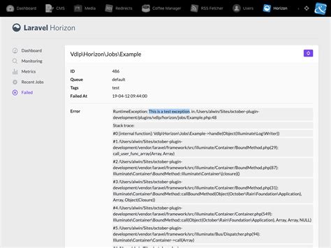 Laravel Horizon Plugin October CMS