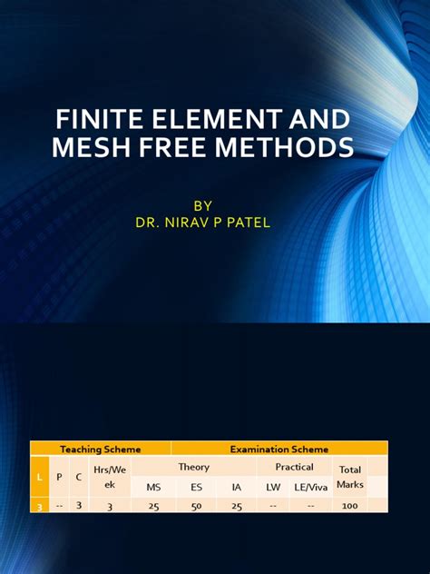 finite element and mesh free methods by dr nirav p patel pdf finite element method