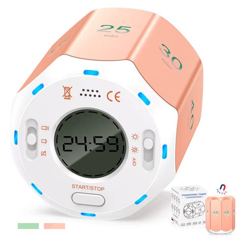 Buy Pomodoro Timer Digital Cube Timer Magnetic Countdown Timer Octagonal Visual Kitchen Timer