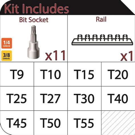 Torx Bit And E Torx Socket Sizes Chart 42 Off
