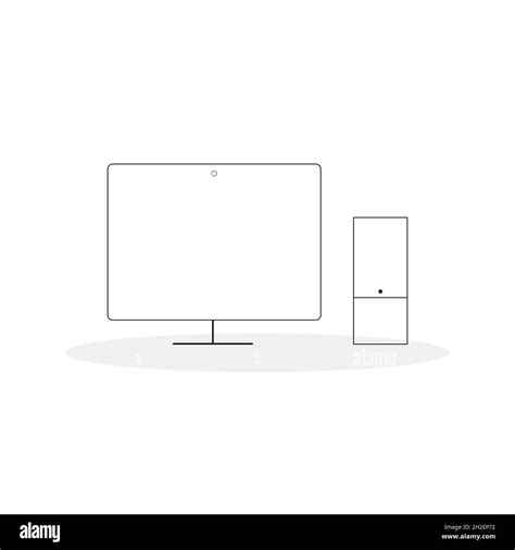 Desktop Computer Icon Thin Line Vector Illustration Flat Design Stock Vector Image And Art Alamy