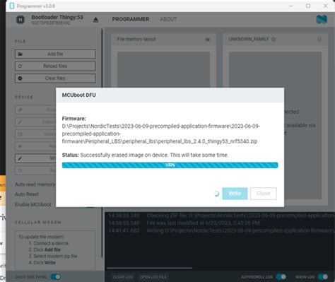 Thingy53 Not Able To Reprogram Using Mcuboot Opr Nrf5340 Dk Nordic Qanda Nordic Devzone
