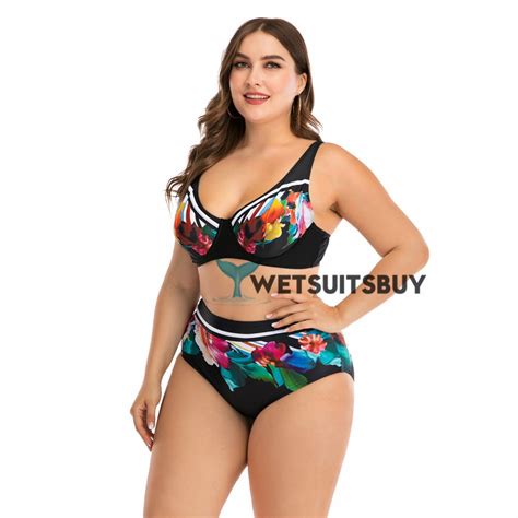Plus Size Bikini Floral Print Womens Swimsuit