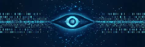 Halftone Letter Binary Code Pattern Forming A Pair Of Eyes Coding