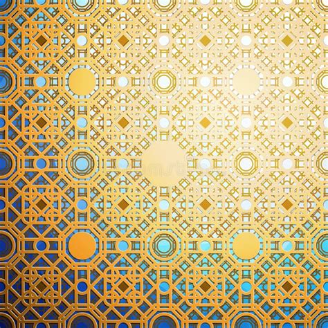 Islamic Gold Pattern With Overlapping Geometric Square Shapes Forming Abstract Ornament Stock