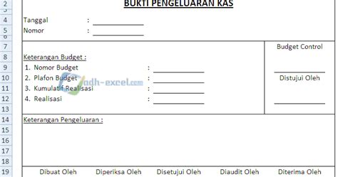 Fungsi Dan Contoh Form Bukti Pengeluaran Kas Di Excel Adh Excelcom