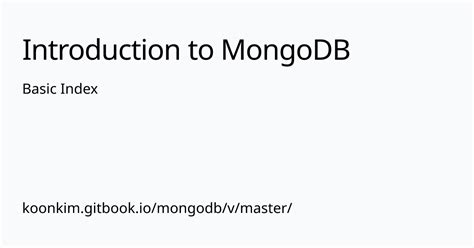 Basic Index Introduction To Mongodb