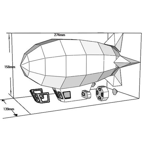 Dirigible Airship Blimp Papercraft 3d Diy Etsy