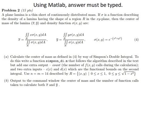 Solved Using Matlab Answer Must Be Typed Problem 2 15