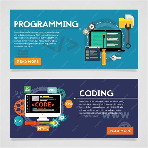 Premium Vector Programming And Coding Concept Banners