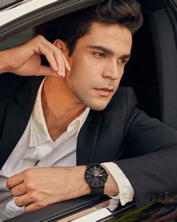 Lige Montres Hommes Montre Chronographe Étanche à Quartz Phase De Lune En Bleu Cuir Montre D