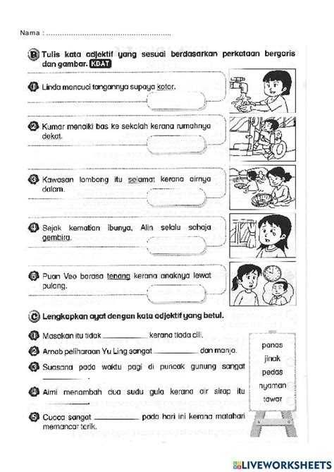 Kata Adjektif T Free Interactive Worksheets 1599759