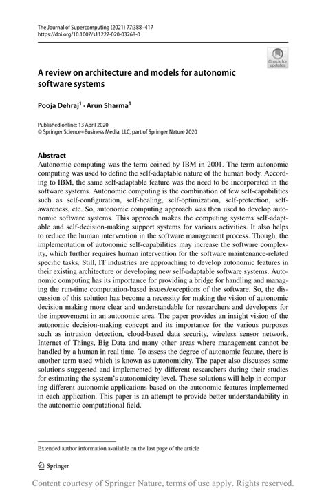 A Review On Architecture And Models For Autonomic Software Systems