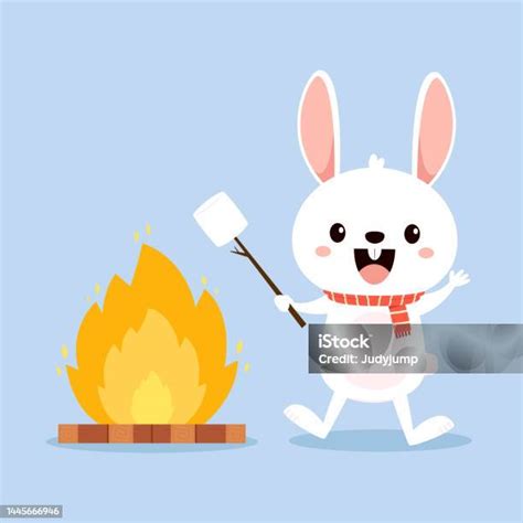 크리스마스에 토끼입니다 귀여운 토끼와 마시멜로 벡터 그림입니다 12월에 대한 스톡 벡터 아트 및 기타 이미지 12월