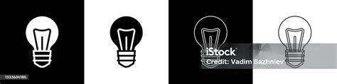 흑백 배경에 격리 된 아이디어 아이콘의 개념으로 전구를 설정합니다 에너지와 아이디어 기호 영감 개념 벡터 0명에 대한 스톡 벡터 아트 및 기타 이미지 Istock