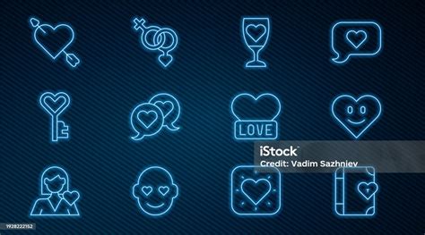 세트 라인 사랑 일기 하트 샴페인 한 잔 말풍선 키 하트 모양 사랑과 화살표 성별 아이콘 벡터 0명에 대한 스톡 벡터 아트 및 기타 이미지 Istock