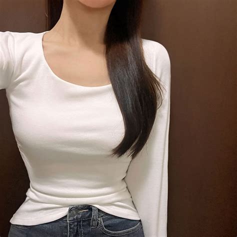 오브마인 도톰기모비침x 이중 U넥 라운드 슬림 이너 기본 기모 긴팔 가을 겨울 티셔츠