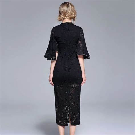 Bonnie Thea женское винтажное однотонное осеннее платье карандаш женское черное вечернее платье