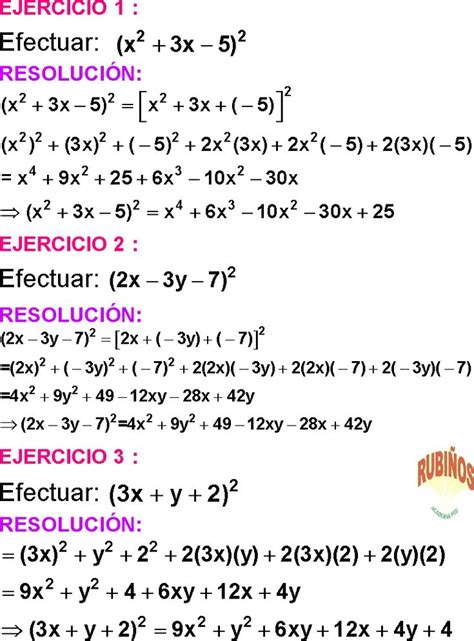 Cuadrado De Un Trinomio Ejemplos Y Ejercicios Resueltos