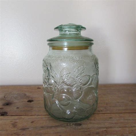 Embossed Glass Jar With Lid Etsy