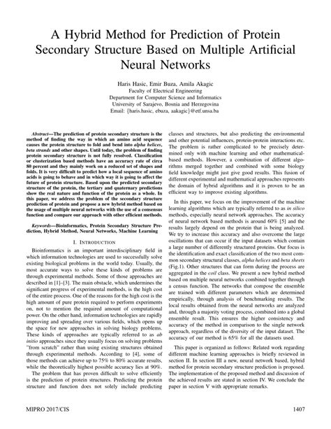 Pdf A Hybrid Method For Prediction Of Protein Secondary Structure Based On Multiple Artificial