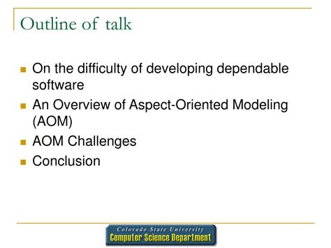Ppt Developing Dependable Systems Using Aspect Oriented Modeling