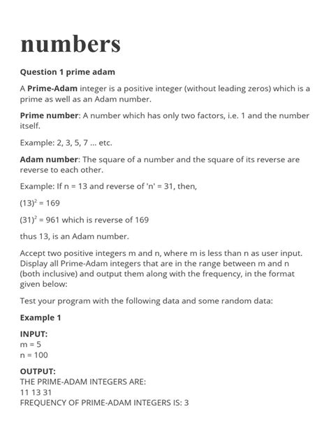 questions pdf numbers integer