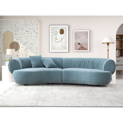 Bonzy Home 1181 Wide Modern Luxurious Soft Upholstered Curved Sofa