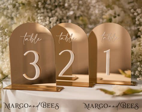 Acrylic Arch Table Numbers Mirror Gold Margoandbees