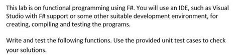 Solved This Lab Is On Functional Programming Using F You