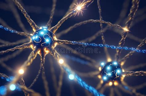 Microscopic Brain Cells Glowing Synapses And Dendrites Under Microscope Generative Ai Stock