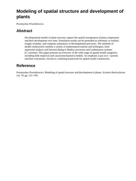 Pdf Modeling Of Spatial Structure And Development Of