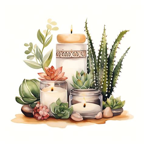 Premium Ai Image Watercolor Of Candle Holders Diffusers Vases Serving