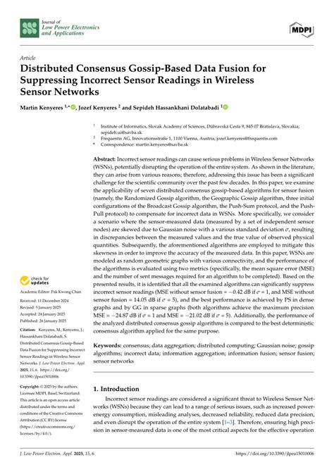 pdf distributed consensus gossip based data fusion for suppressing incorrect sensor readings