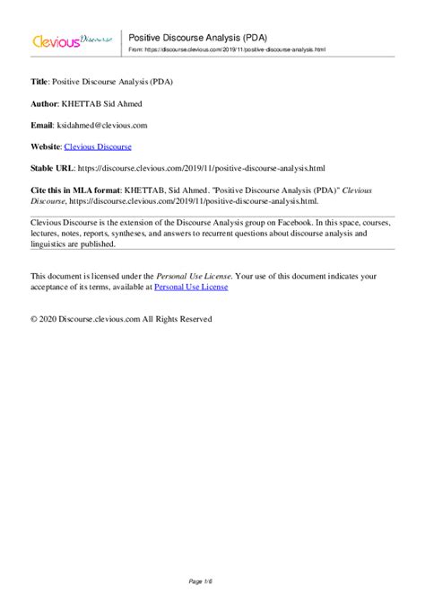 Pdf Positive Discourse Analysis Pda