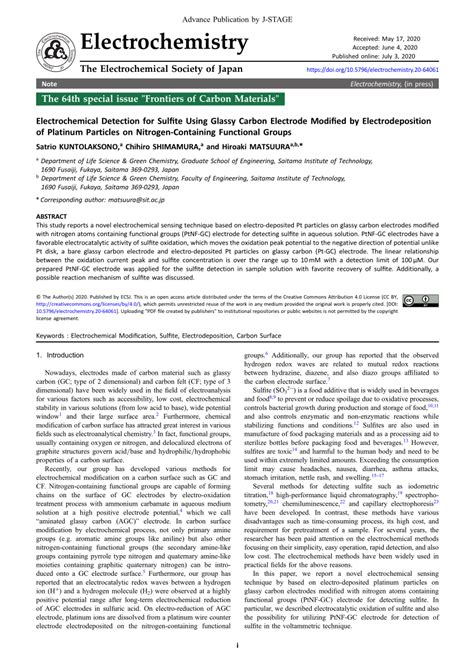 Pdf Electrochemical Detection For Sulfite Using Glassy Carbon Electrode Modified By