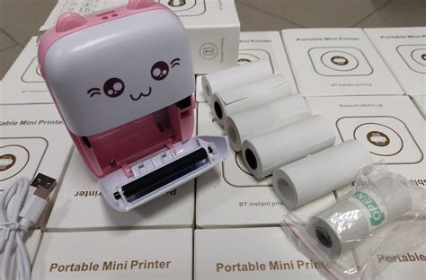 Портативный мини принтер 6 рулонів Mini Printer термопринтер карманный детский принтер термо