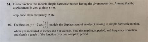 Solved Find A Function That Models Simple Harmonic Chegg