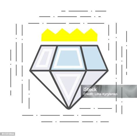 현대 평면 선 아이콘 다이아몬드 왕관과 함께입니다 수상의 배지 개념에 대한 스톡 벡터 아트 및 기타 이미지 개념 개념과 주제 결정체 Istock