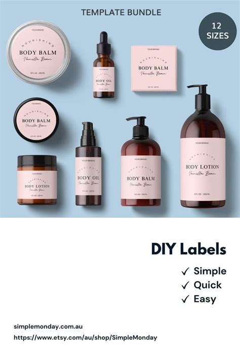 Editable Body Product Labels Cosmetic Labels Printable DIY Body Product Label Beauty Branding