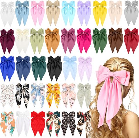 Hoteam 16 Pcs Silky Satin Hair Bows Bulk For Women Large