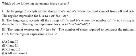 Solved Which Of The Following Statements Isare Correct I