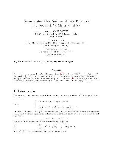 Ground States Of Nonlinear Schrodinger Equations With Potentials