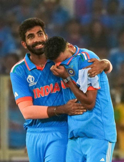 Indias Jasprit Bumrah Consoles Mohammed Siraj After Australia Wins The Icc Mens Cricket World