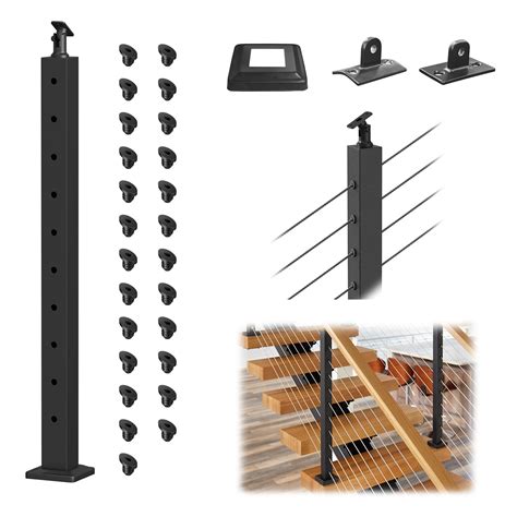 Cke Black Stair Cable Railing Post 36x2x2 Drilled
