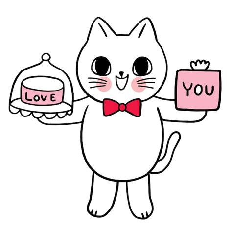 만화 귀여운 캐릭터 재미있는 고양이 벡터 프리미엄 벡터