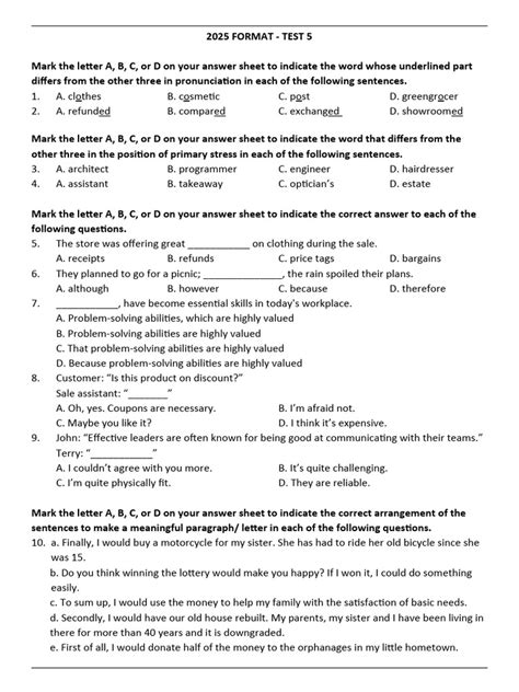 Practice Test 5 2025 Format Pdf Recruitment