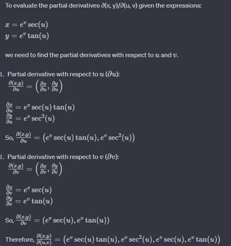 B Evaluate X Y U V If X E V Sec U Y E V Tan U Brainly In