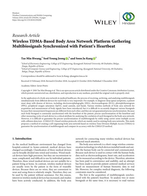 Pdf Wireless Tdma Based Body Area Network Platform Gathering